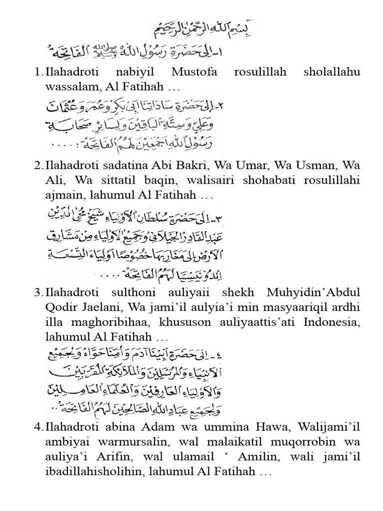 Bacaan Tawasul Ila Hadrotin Mustofa | PDF