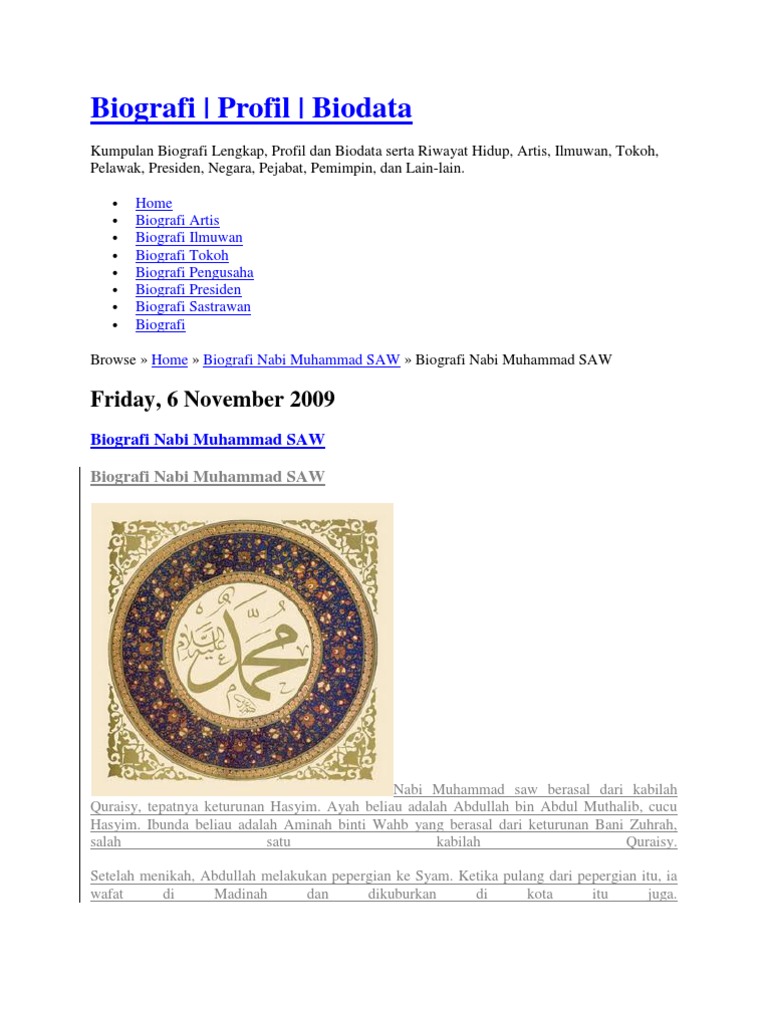 Biografi Rasulullah | PDF | Ilmu Sosial | Agama & Spiritualitas