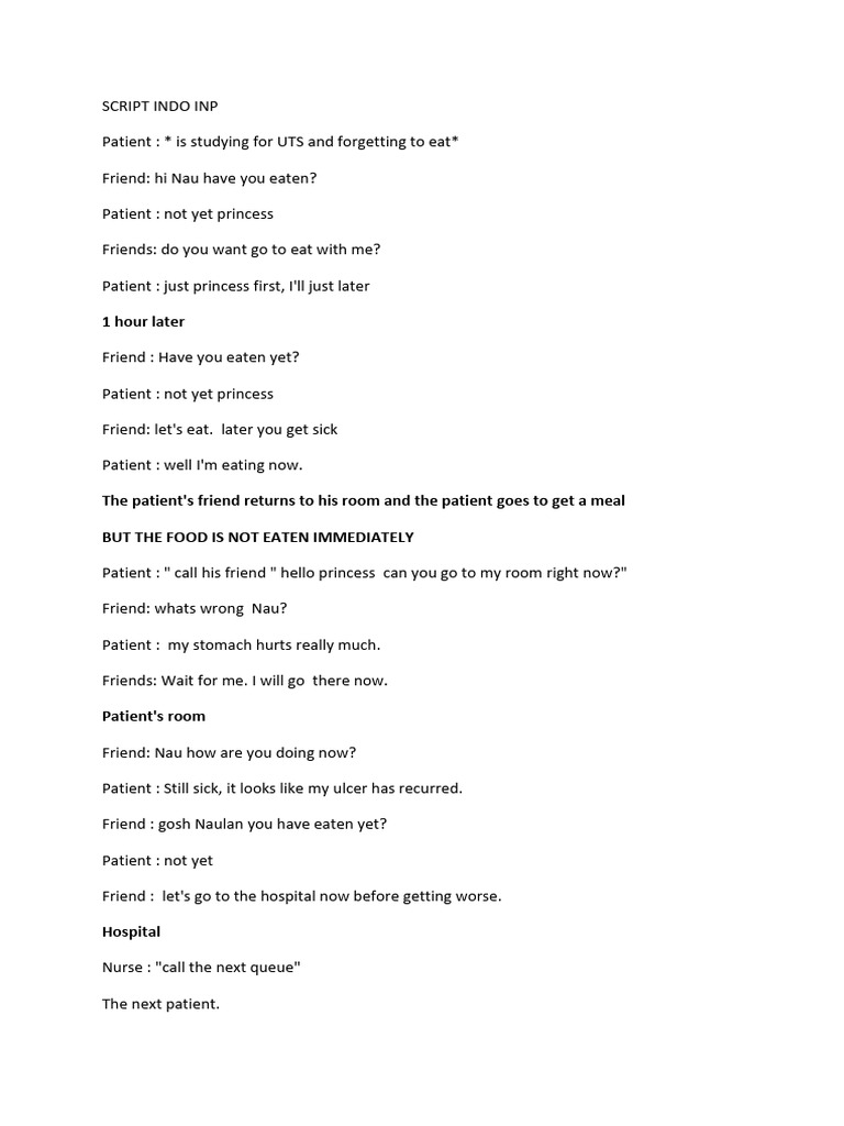 Script English Inp Topik Caring | PDF | Patient | Nursing