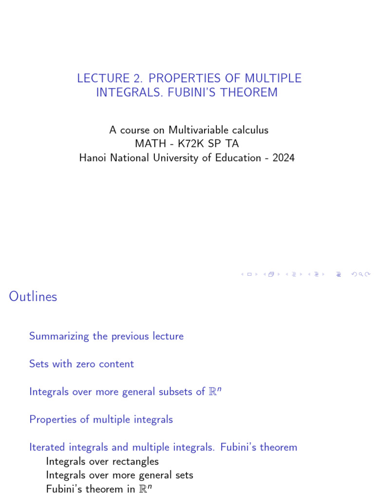 Lecture 2 Presentation | PDF | Integral | Theorem