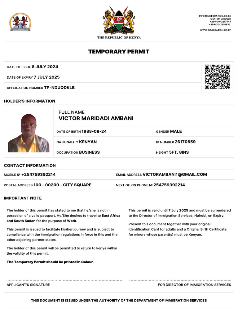 TP-NDUQDKLB-Temporary PERMIT | PDF