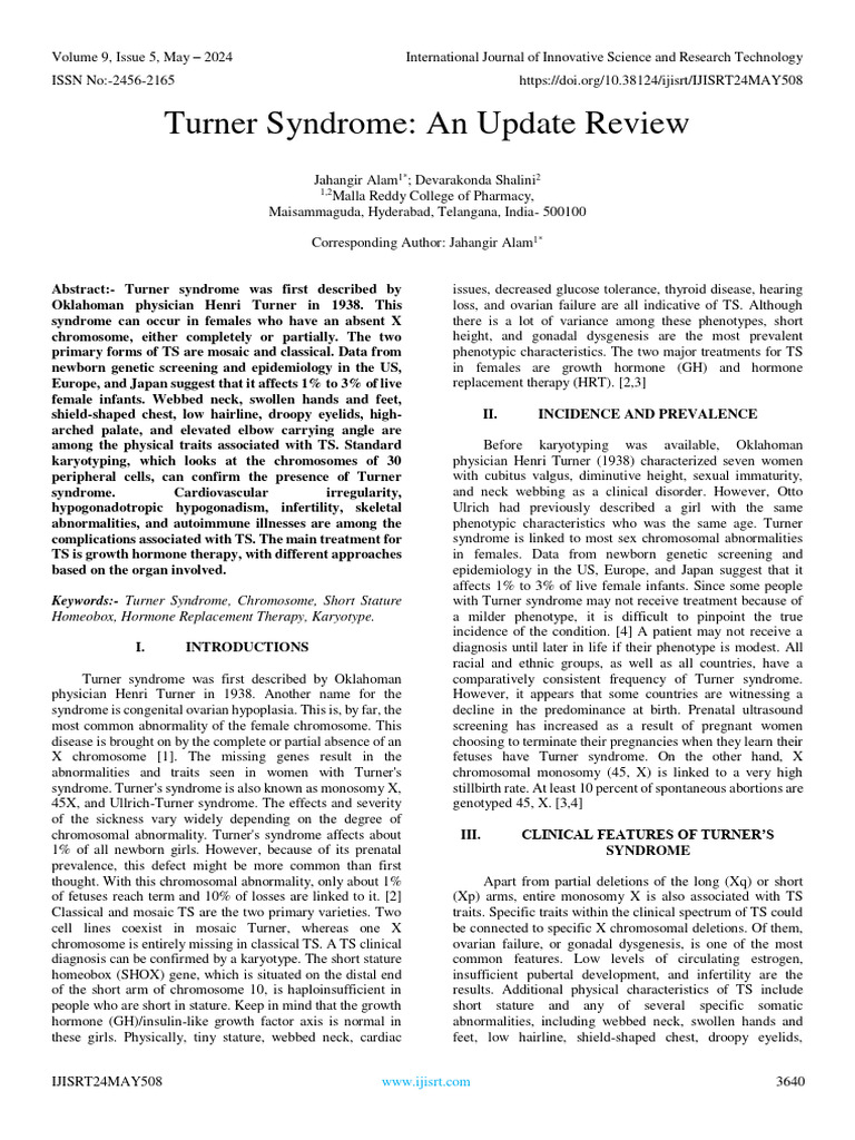 Turner Syndrome: An Update Review | PDF | Clinical Medicine | Medical ...