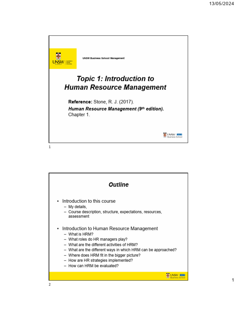 Introduction to Human Resource Management | PDF | Human Resource ...