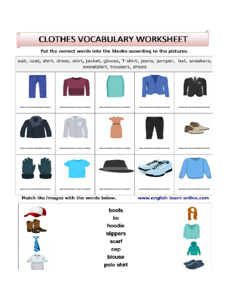 Clothing Vocabulary | PDF