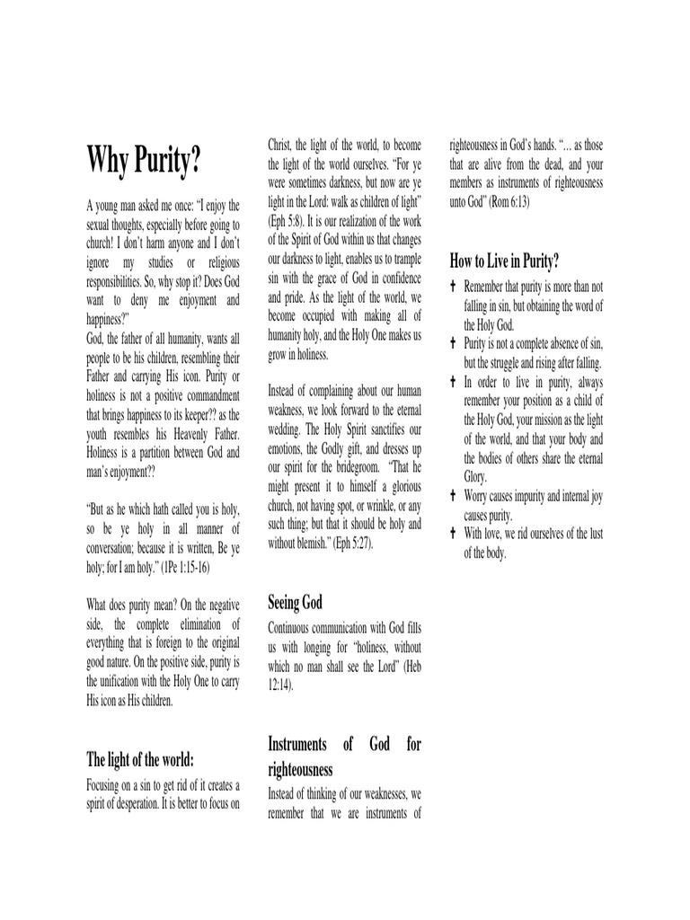 Why Purity | PDF | Sin | God
