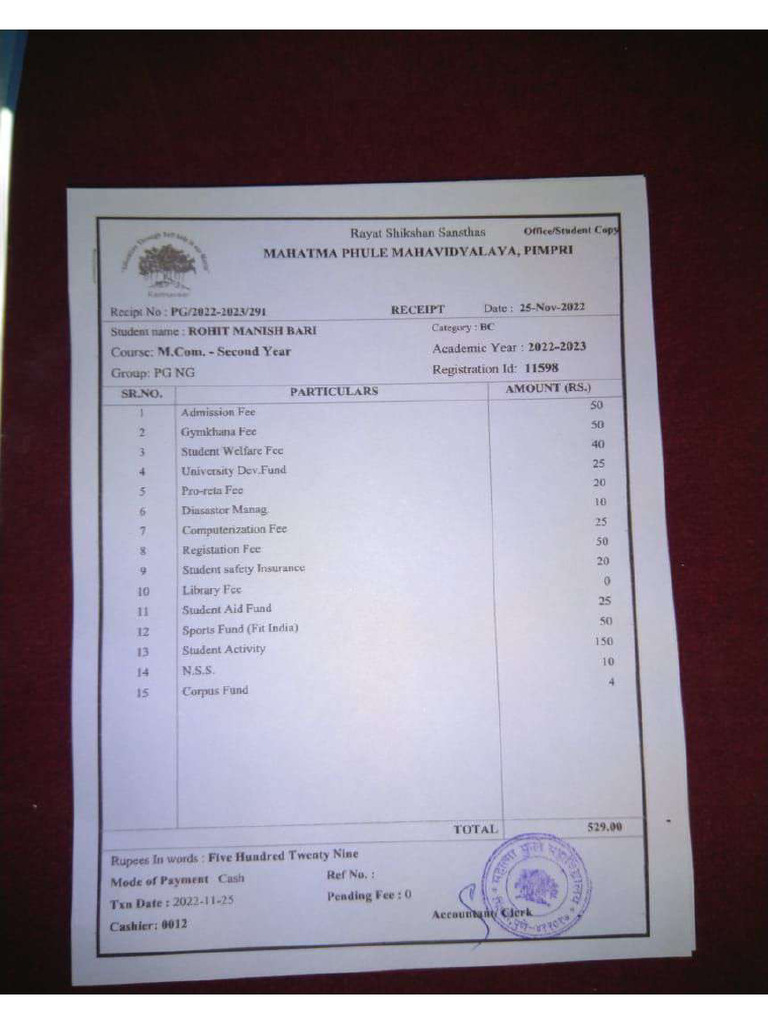 Fee Reciept | PDF