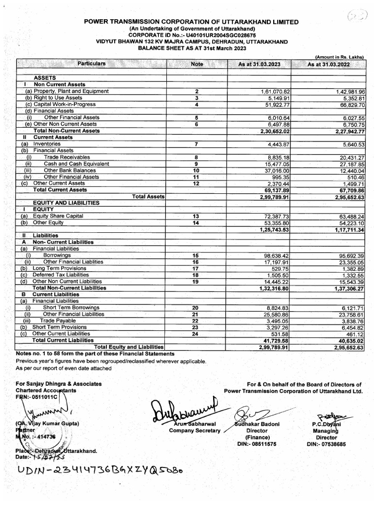 Ptcul Balance Sheet Fy 2022 23 | PDF