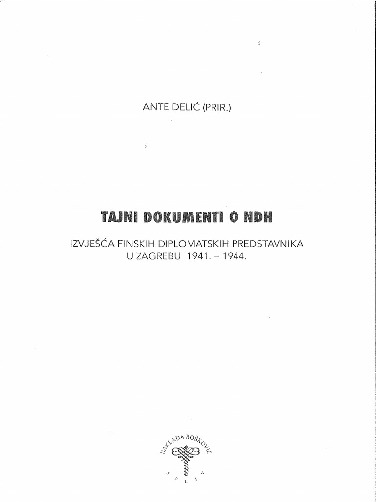 Ante Delić: Tajni Dokumenti o NDH | PDF