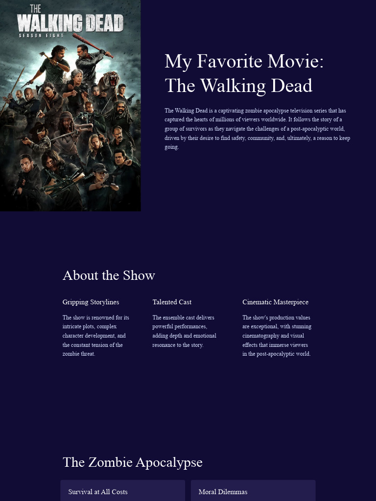 The Walking Dead: A Cinematic Masterpiece | PDF | Cinematography | The ...
