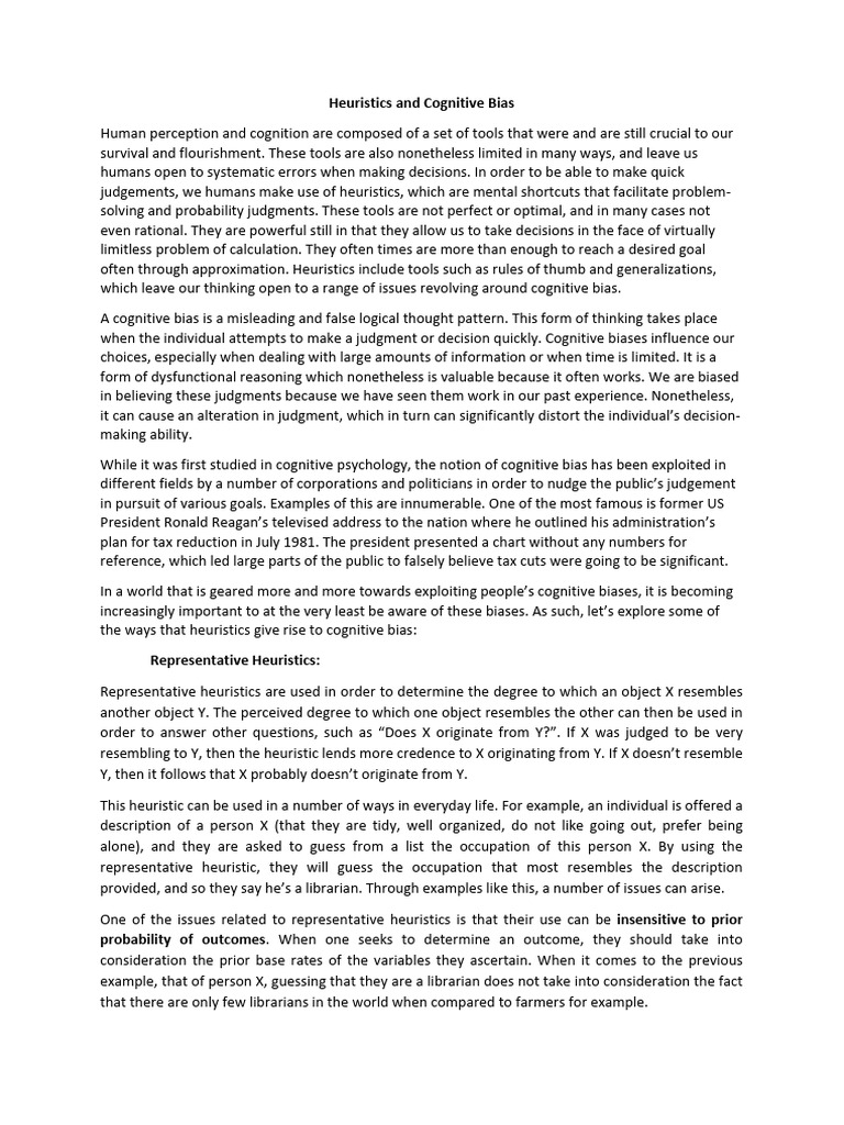 Heuristics and Cognitive Bias Explained | PDF | Heuristic | Representativeness Heuristic