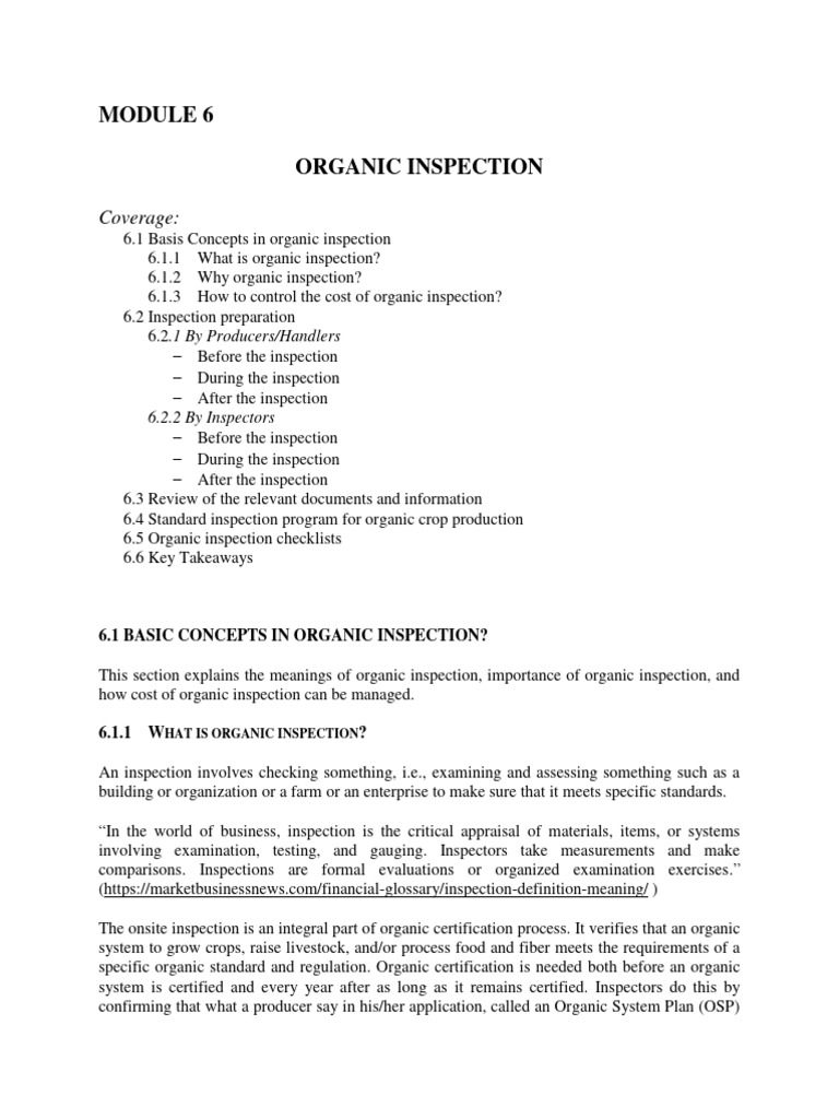 Module 6. Organic Inspection | Download Free PDF | Organic Farming ...