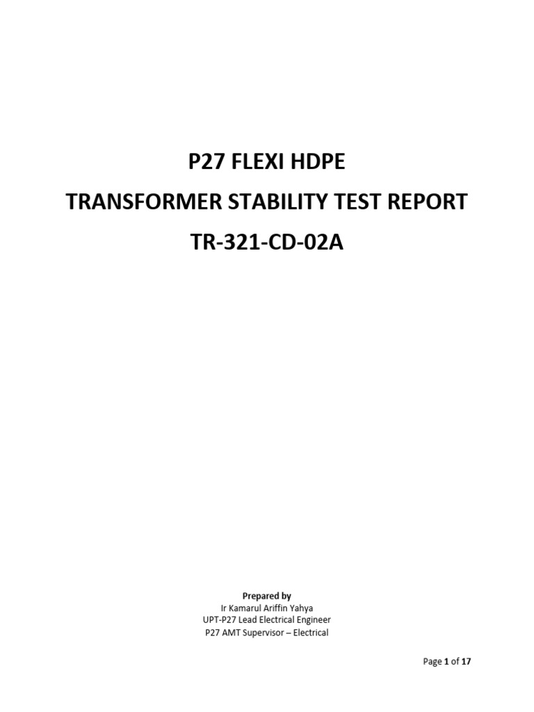 Transformer Stability Test Report TR 321 | PDF | Transformer | Electricity