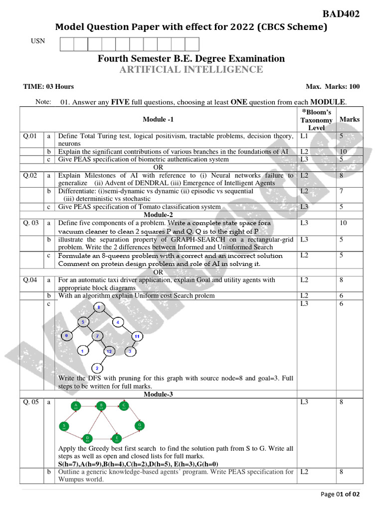 @vtucode - in BAD402 Model Paper 2022 Scheme | PDF | Artificial Intelligence | Intelligence (AI ...