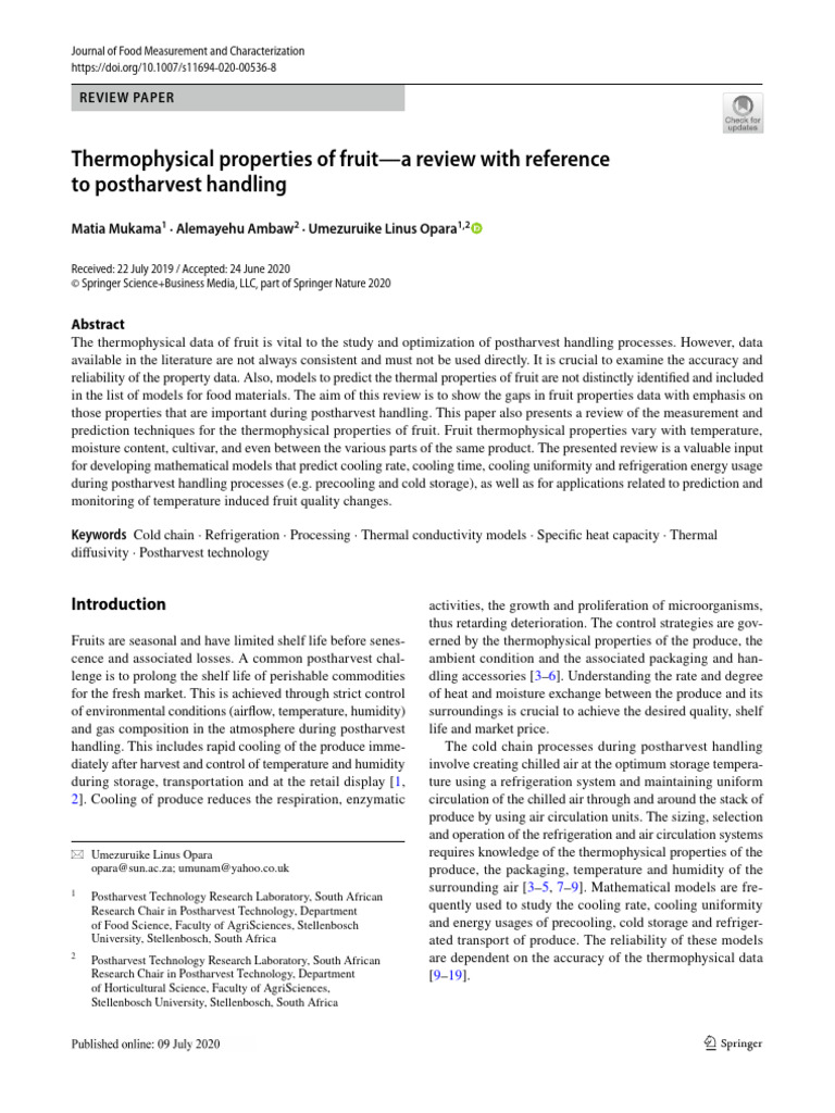 Thermophysical Properties of Fruit | PDF | Heat Transfer | Thermal Conduction