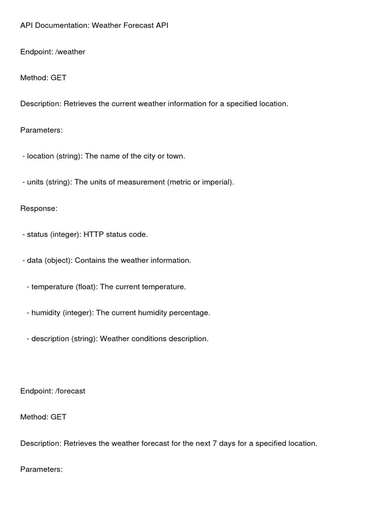 Weather Forecast Api Documentation | PDF Weather Forecast Api Documentation | PDF