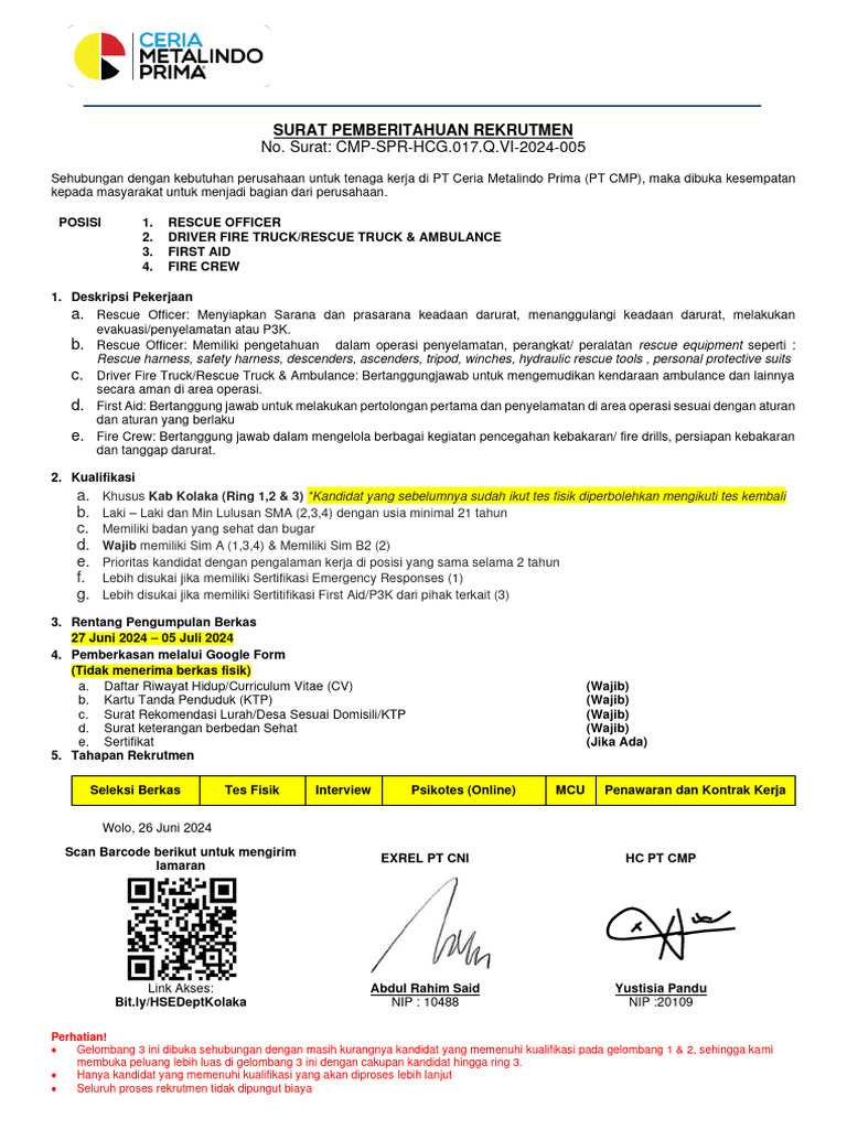CMP - Surat Pemberitahuan Rekrutmen - Team Rescue 3 Rev1 ...