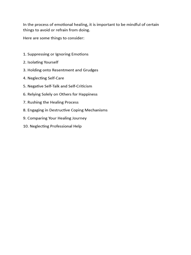 Emotional Healing: Avoid These Pitfalls | PDF