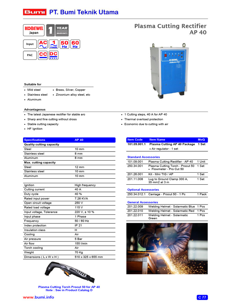 Plasma Cutting Rectifier - AP 40 | PDF | Welding | Construction