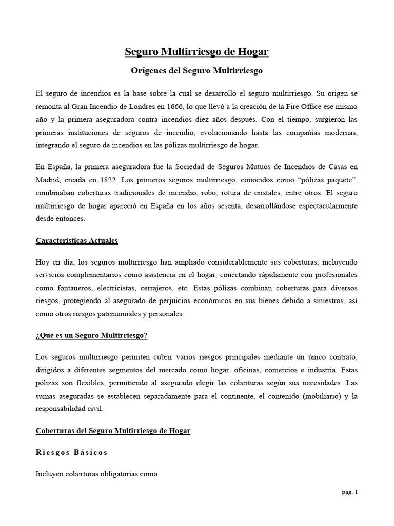Seguro Multirriesgo de Hogar | PDF | Póliza de seguros | Seguro
