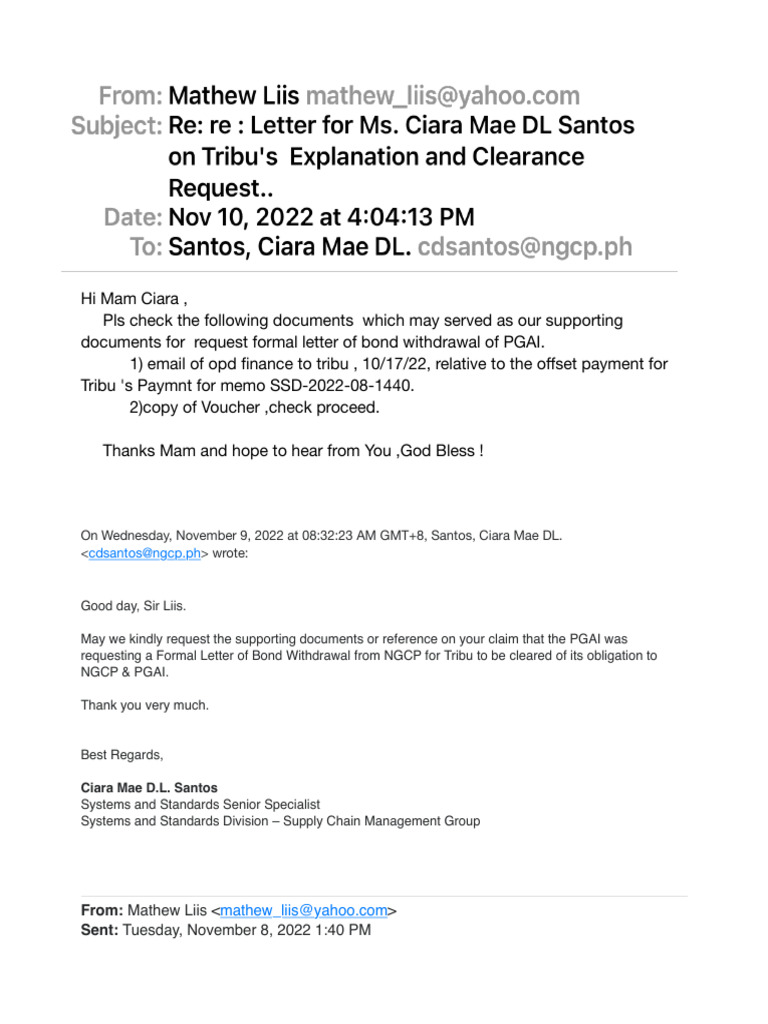Re Re Letter for Ms. Ciara Mae DL Santos on Tribu's Explanation and ...