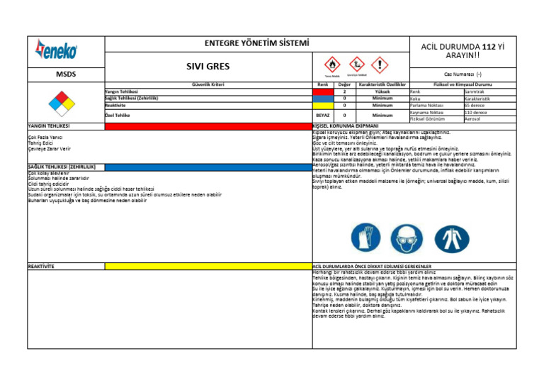MSDS Özet SIVI GRES | PDF