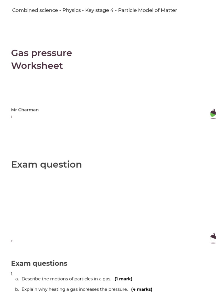 Combined Science Ks4 Lesson Phy Y10 U1 l9 | PDF | Gases | Temperature