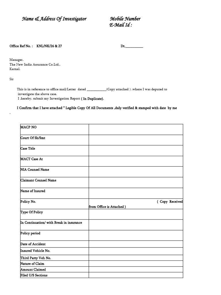 INV Report FORMAT 05.05.2024-1 | PDF | Driver's License | Insurance