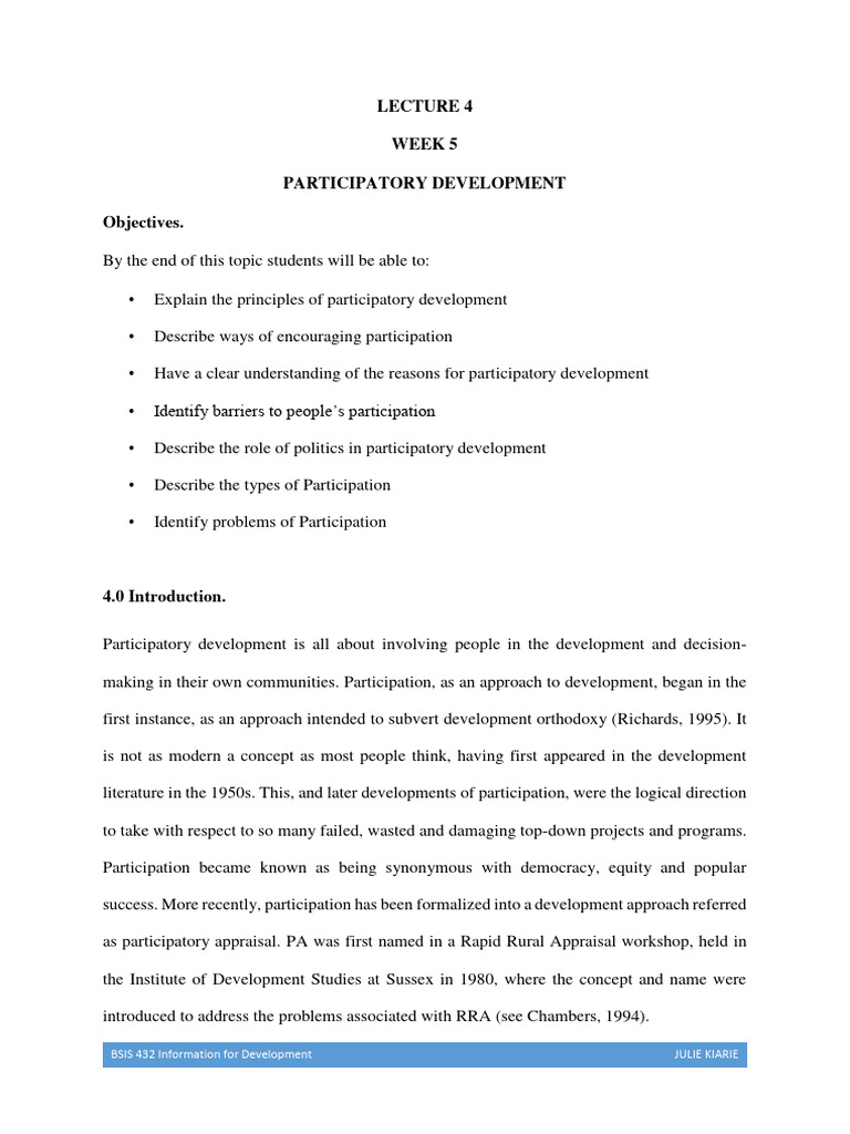 Principles of Participatory Development | PDF | Empowerment | Social ...