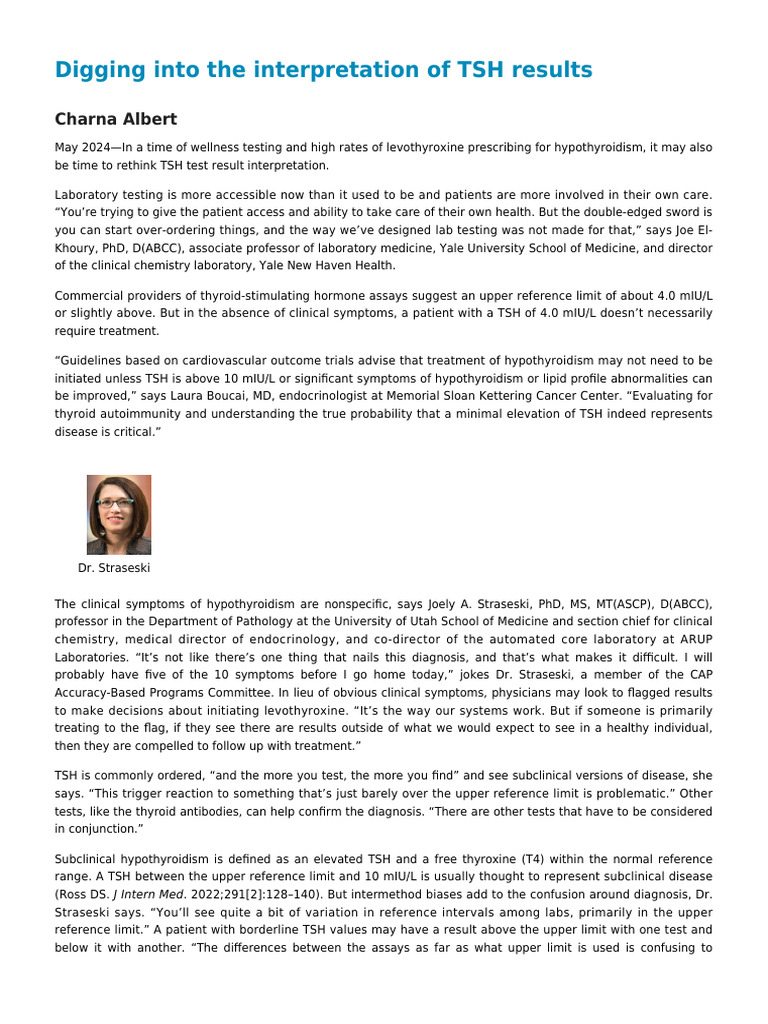 Digging Into Interpretation of TSH Results | PDF | Hypothyroidism ...