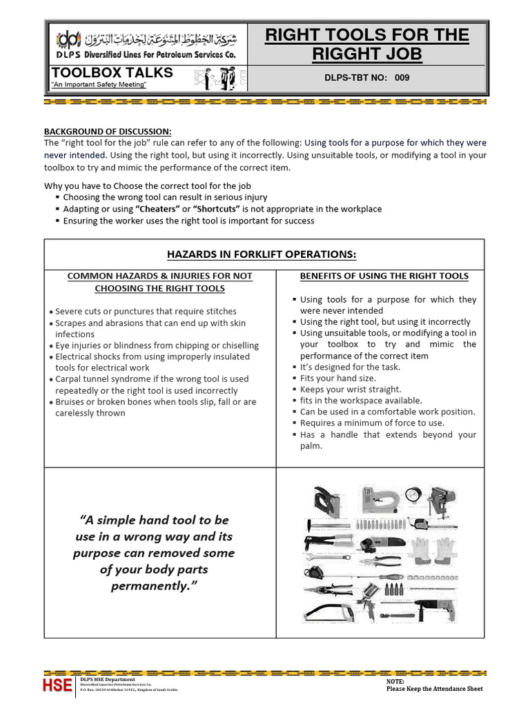 Right Tools For The Right Job | PDF | Hand