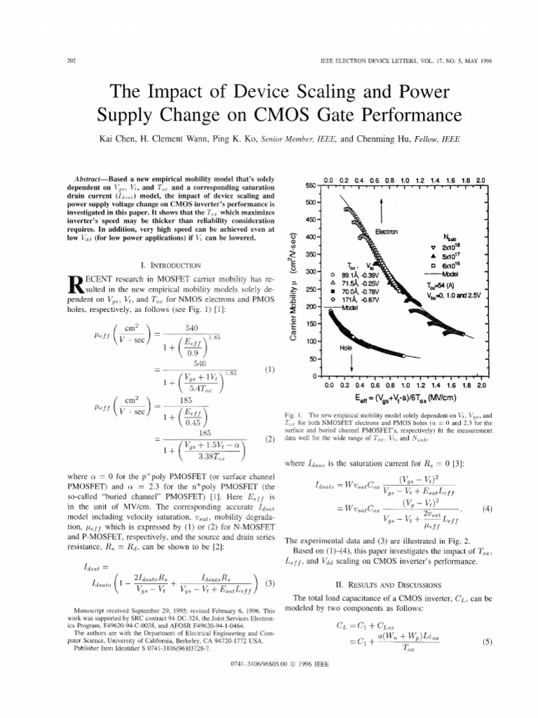 The Impact of Device Scaling and Power Supply Change On CMOS Gate Performance | PDF | Mosfet | Cmos