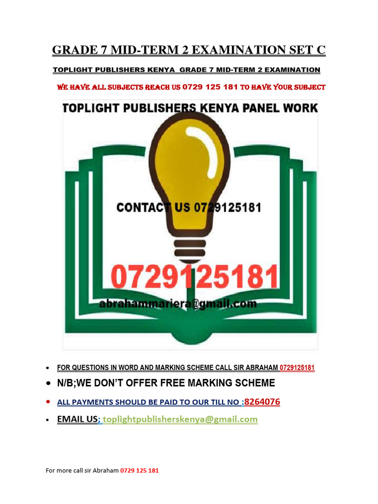 Grade 7 Mid-Term 2 Examination Set C | PDF | Rights | Learning