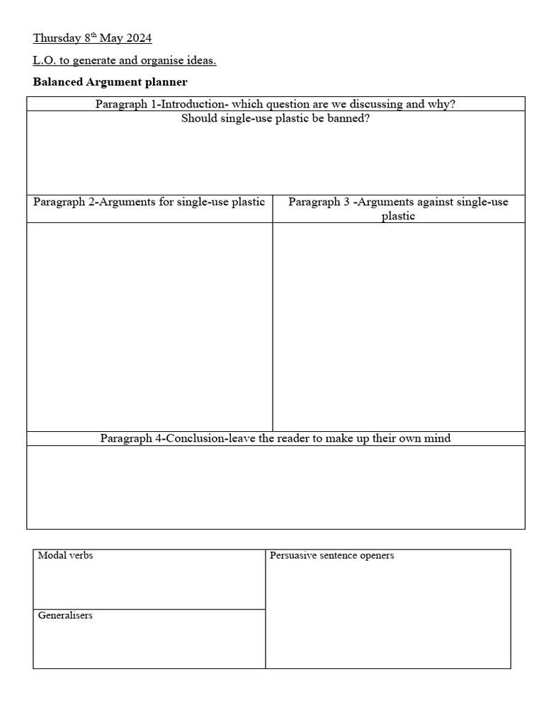 Balanced Argument Planner 2 | PDF