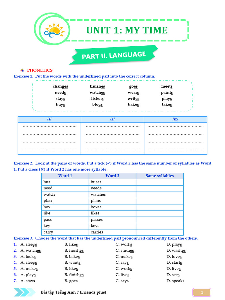 Unit 1 (Friends Plus 7) - HS | PDF