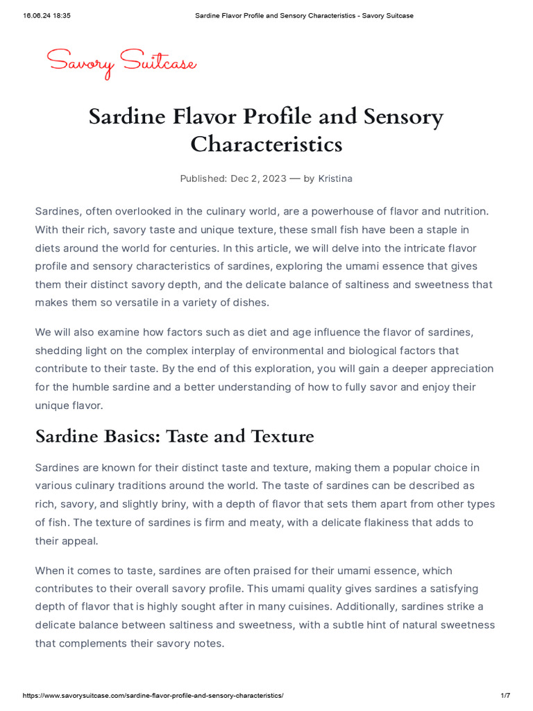 Understanding Sardine Flavor Profiles | PDF | Umami | Taste
