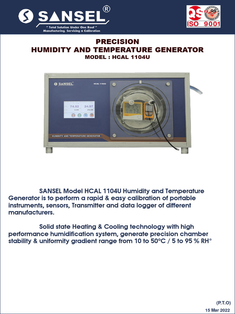Precision Humidity and Temperature Generator: Model: Hcal 1104U | PDF ...
