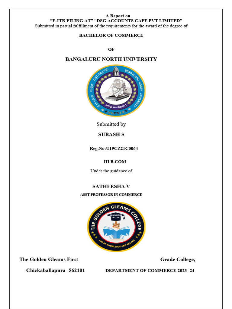 Project Report Subash.S 3rd BCOM | PDF