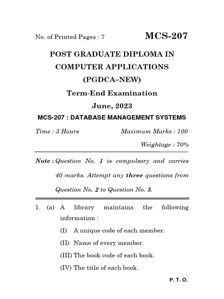 MCS 207 | PDF | Databases | Relational Model