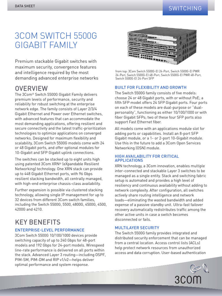 3com-5500G-switch | PDF | Network Switch | Computer Network