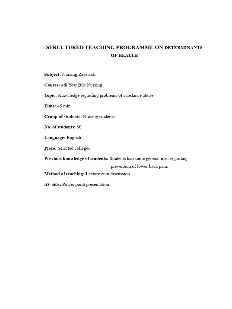 Lession Plan D | PDF | Drug Rehabilitation | Substance Abuse