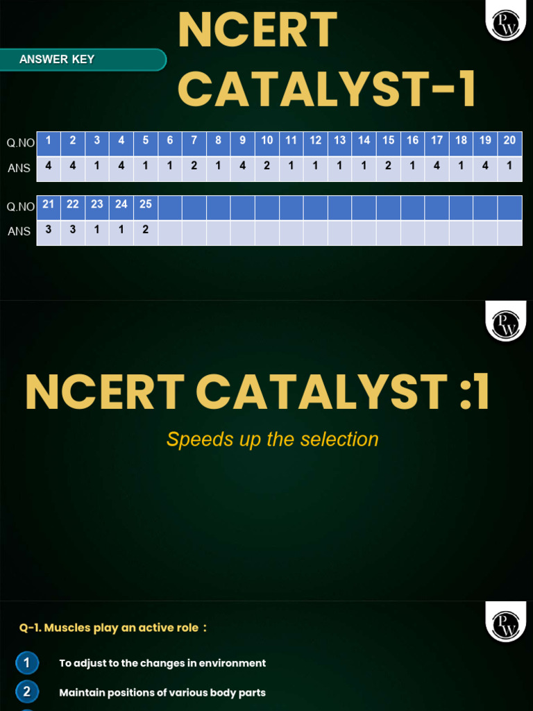 Ncert Catalyst 01 : Answer key (only PDF ) || Yakeen NEET 2.0 2025 (Legend) 2 | Download Free ...