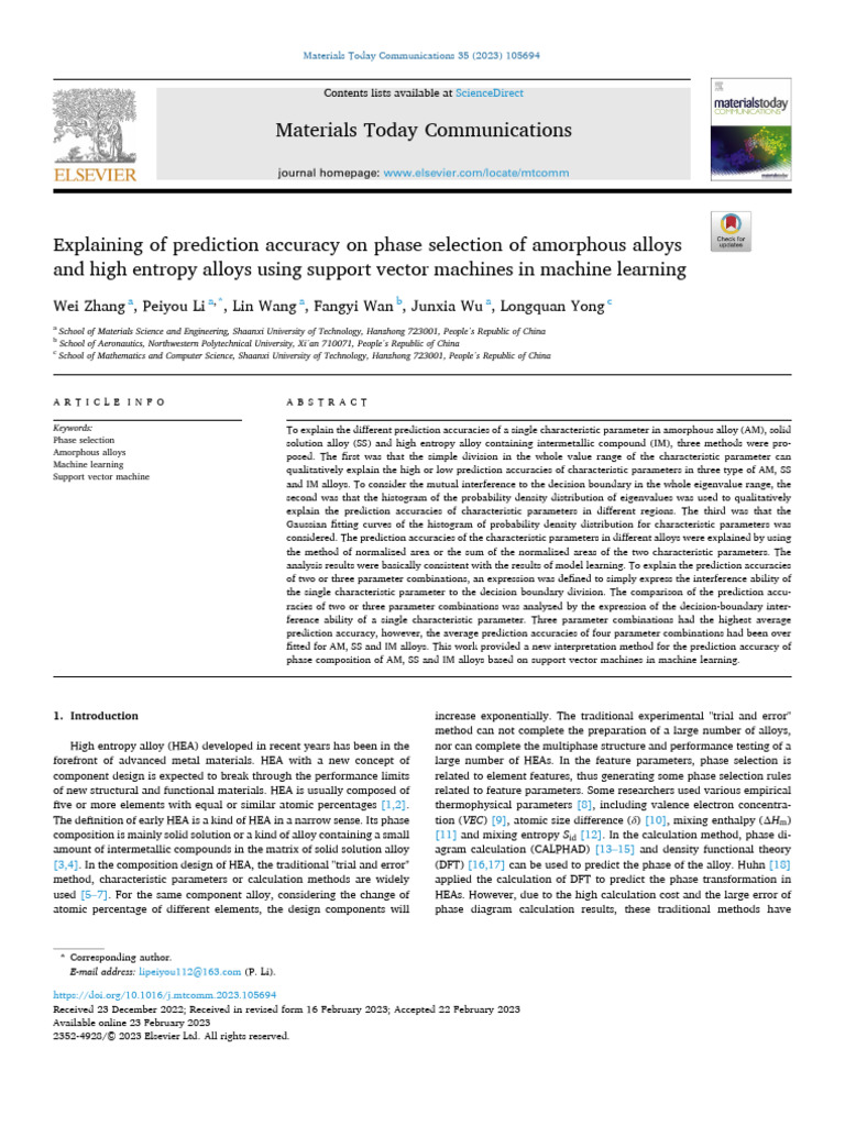 2.Explaining of prediction accuracy on phase selection of amorphous alloys and high entropy ...