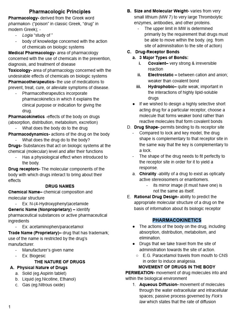 Pharmacologic Principles 1 | PDF | Pharmacology | Drug Metabolism