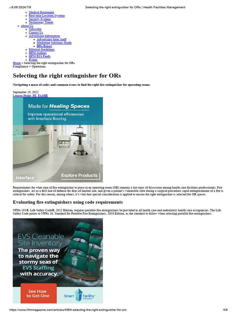 Choosing Fire Extinguishers for ORs | PDF | Safety