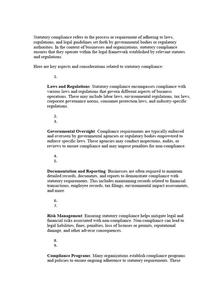Understanding Statutory Compliance Essentials | PDF | Regulatory ...