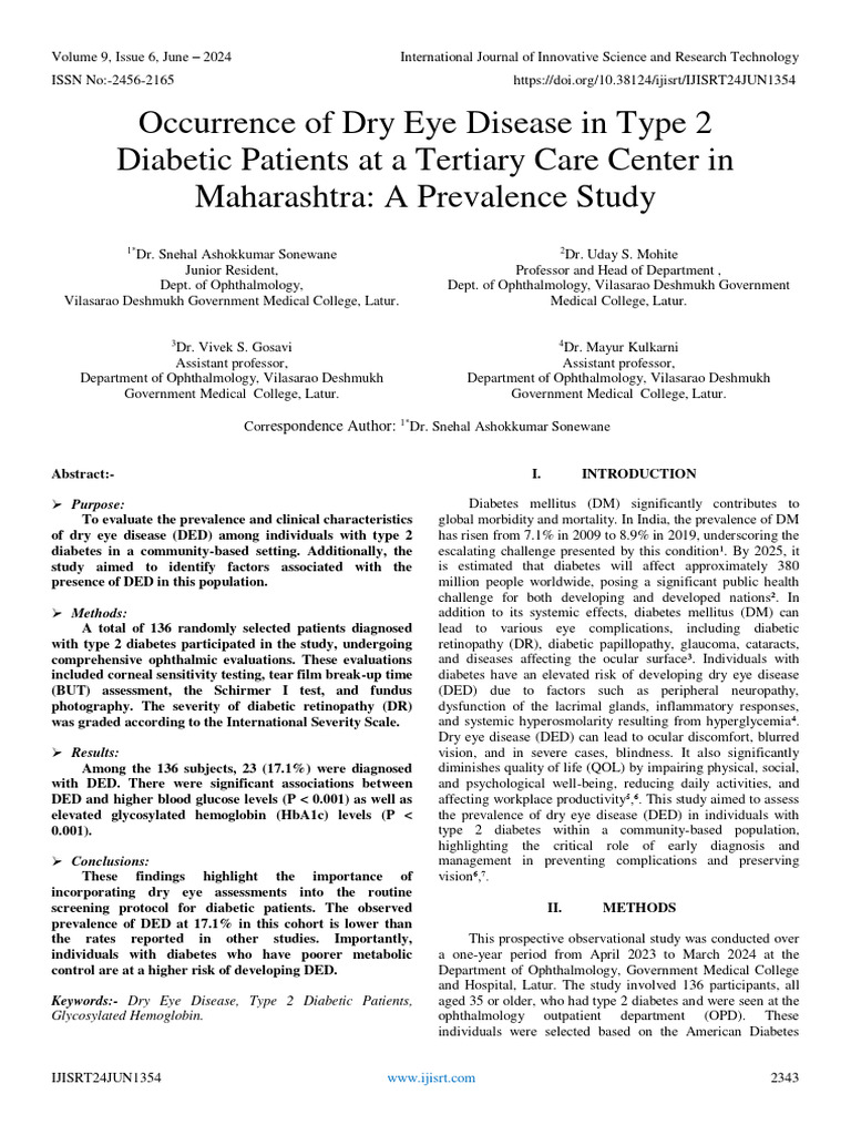 Dry Eye Disease in Type 2 Diabetes Study | PDF | Diabetes | Ophthalmology
