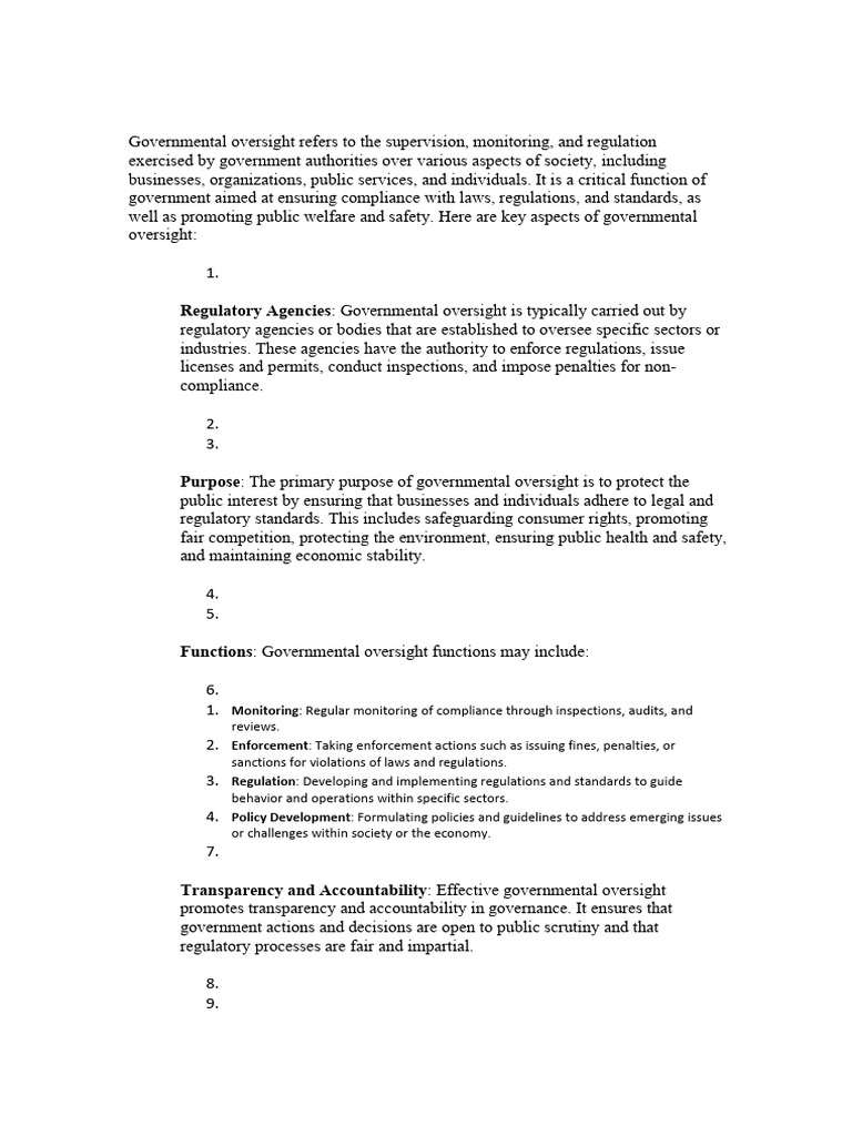 Understanding Governmental Oversight | PDF | Regulatory Compliance ...