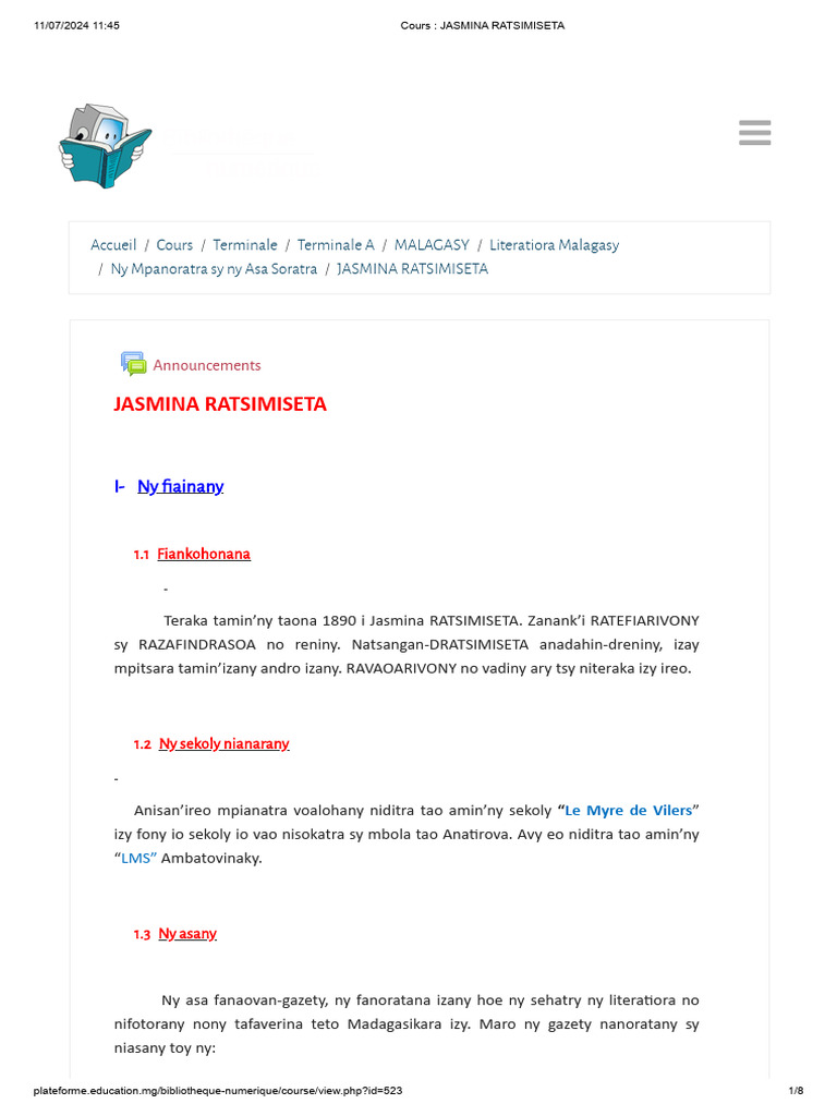 Cours - JASMINA RATSIMISETA | PDF