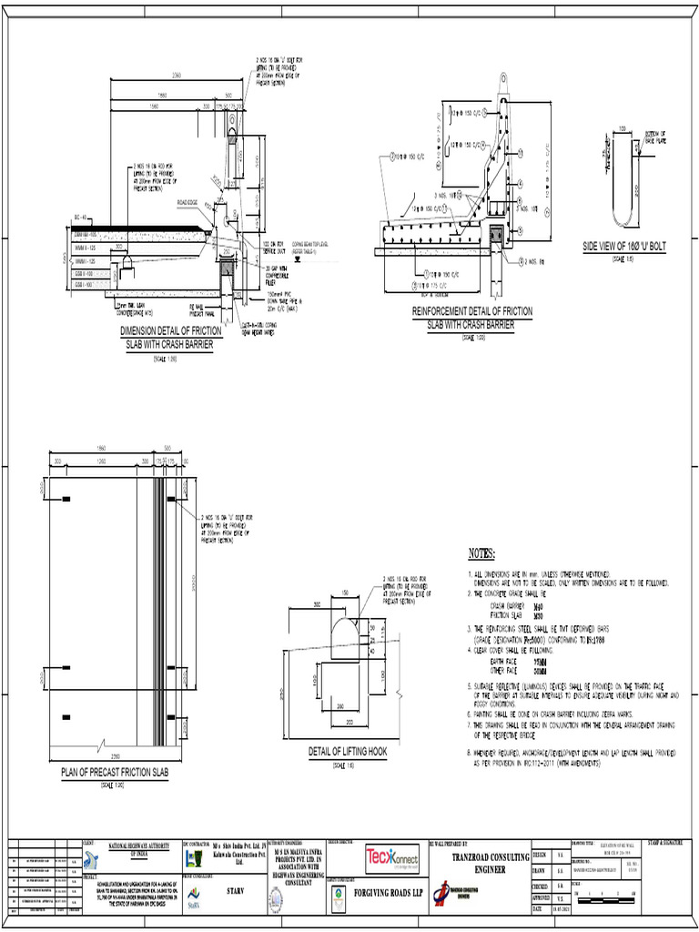 Crash Barrier with Friction Slab drawing | Download Free PDF | Civil ...