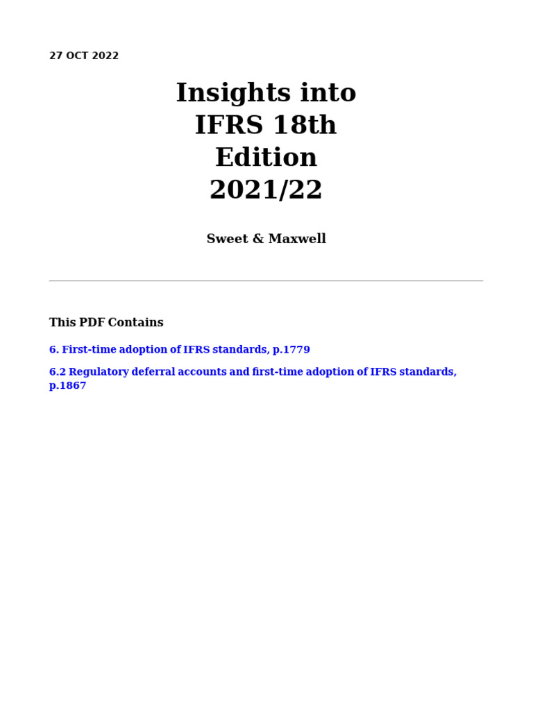 IFRS 1 First Time Adoption | PDF | International Financial Reporting ... IFRS 1 First Time Adoption | PDF | International Financial Reporting ...